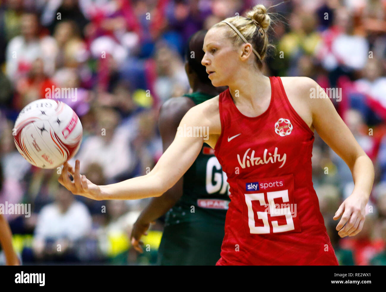London, UK. 19th Jan 2019. Jo (Joanne) Harten of England During Netball ...