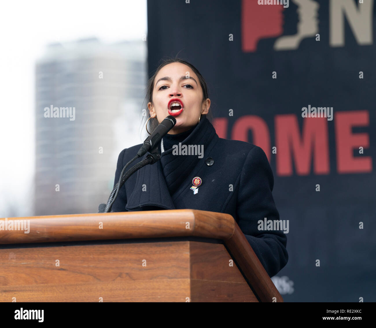 New York, USA. 19th Jan 2019. US Congresswoman Alexandria Ocasio-Cortez ...