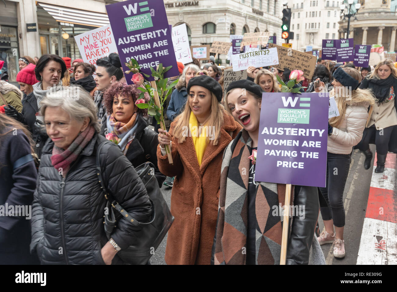 London, UK. 19th January 2019. Inspired by the Bread & Roses protests ...
