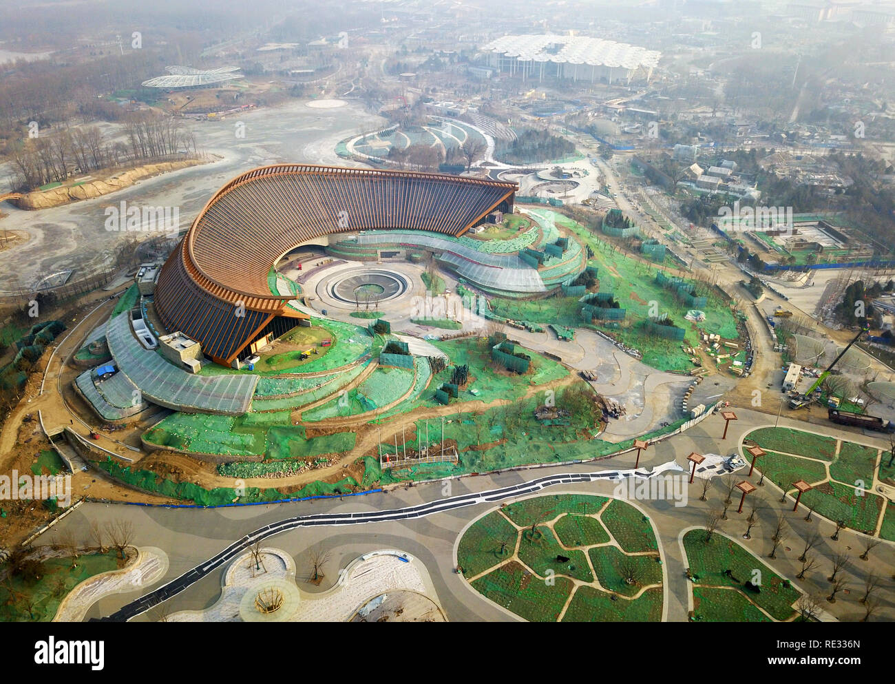 Beijing, China. 20th Jan, 2019. The Chinese Pavilion under construction ...
