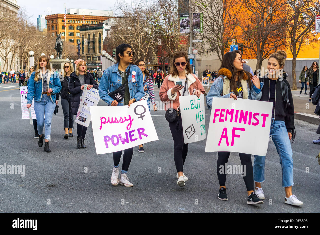 San Francisco, USA. 19th Jan 2019. Participants to the Women's March ...