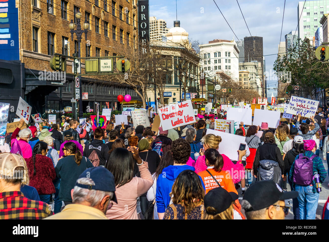 San Francisco, USA. 19th Jan 2019. Participants to the Women's March ...