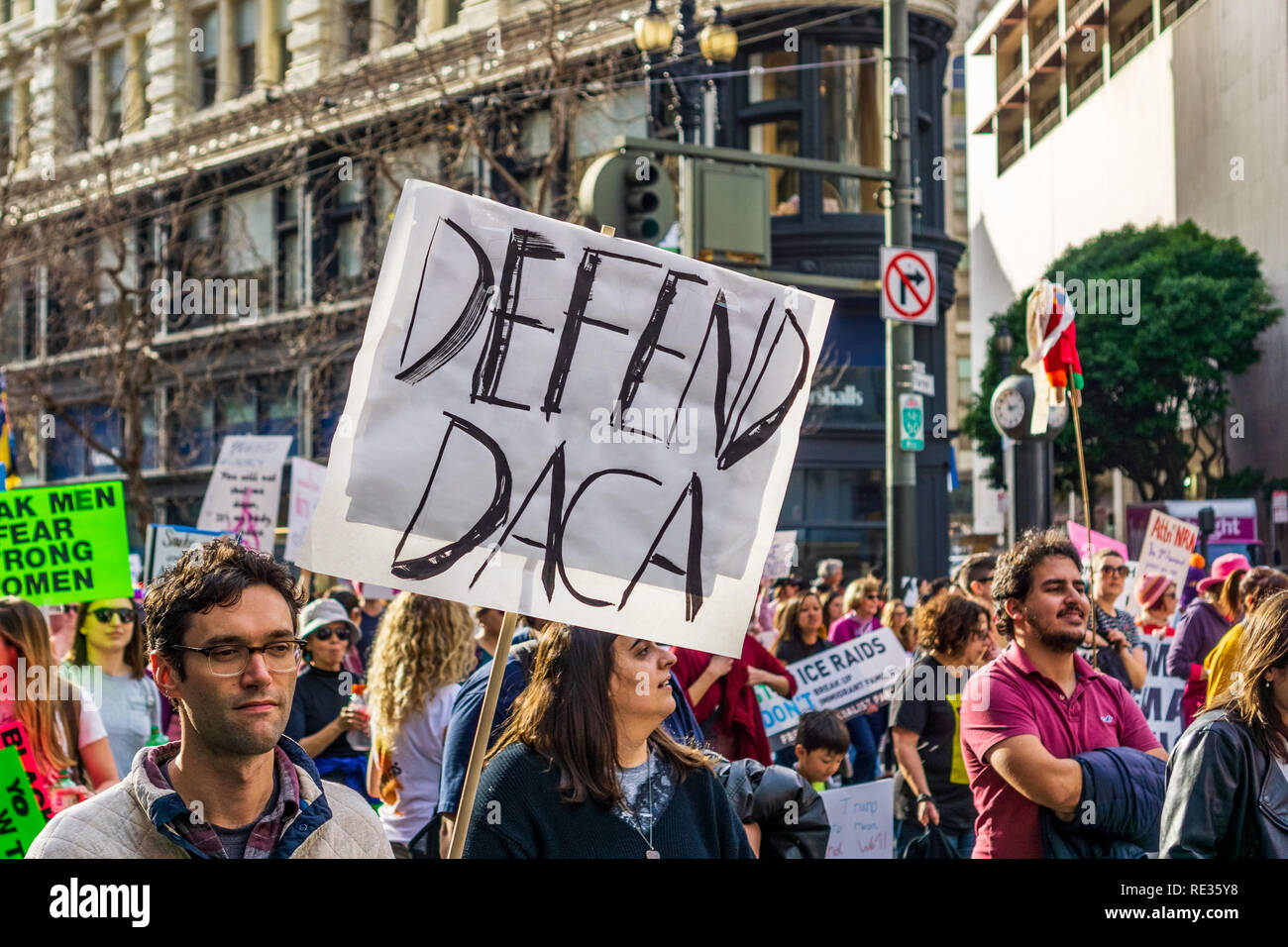 San Francisco, USA. 19th Jan 2019. Participant to the Women's March ...
