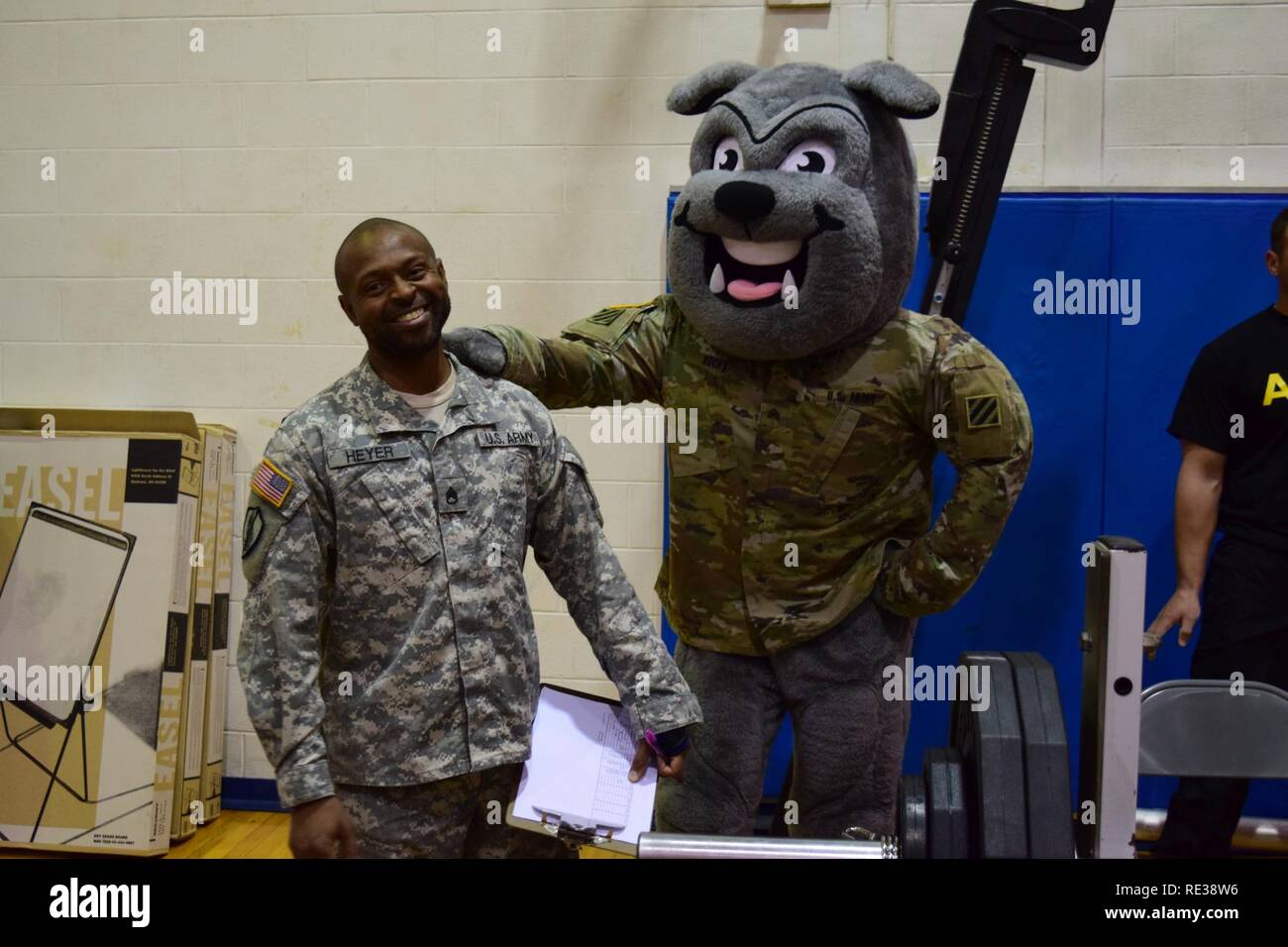 Sgt. Rocky, the mascot for the 3rd Infantry Division, poses with a ...