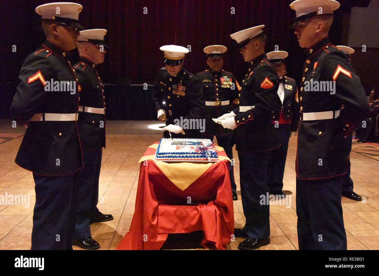 Capt. Gary Baxter, Keesler Marine Detachment commanding officer, cuts ...