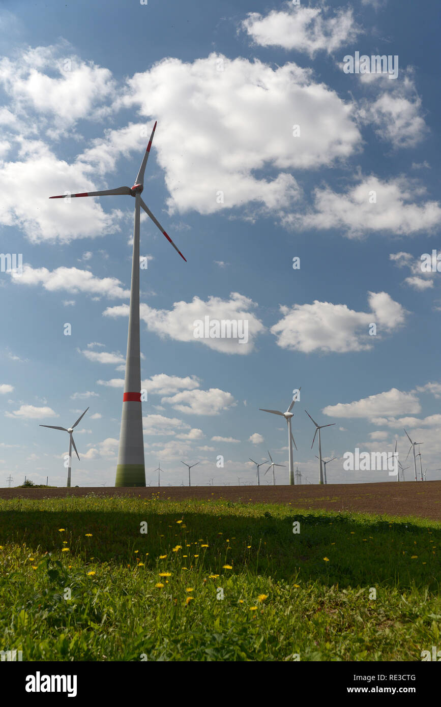 renewable energy generation - wind turbines in the landscape Stock ...