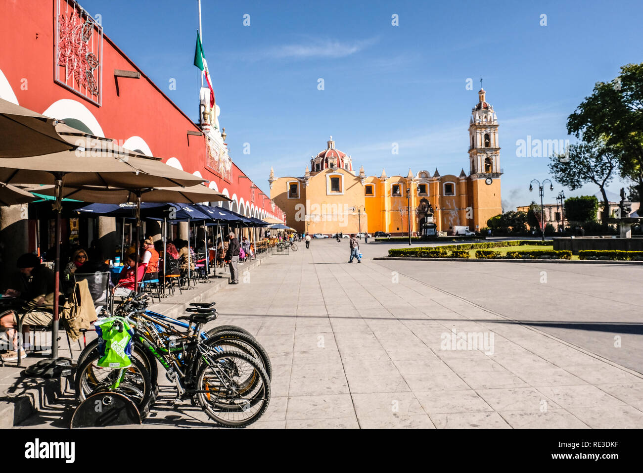 Central public square and church cholula mexico hi-res stock ...