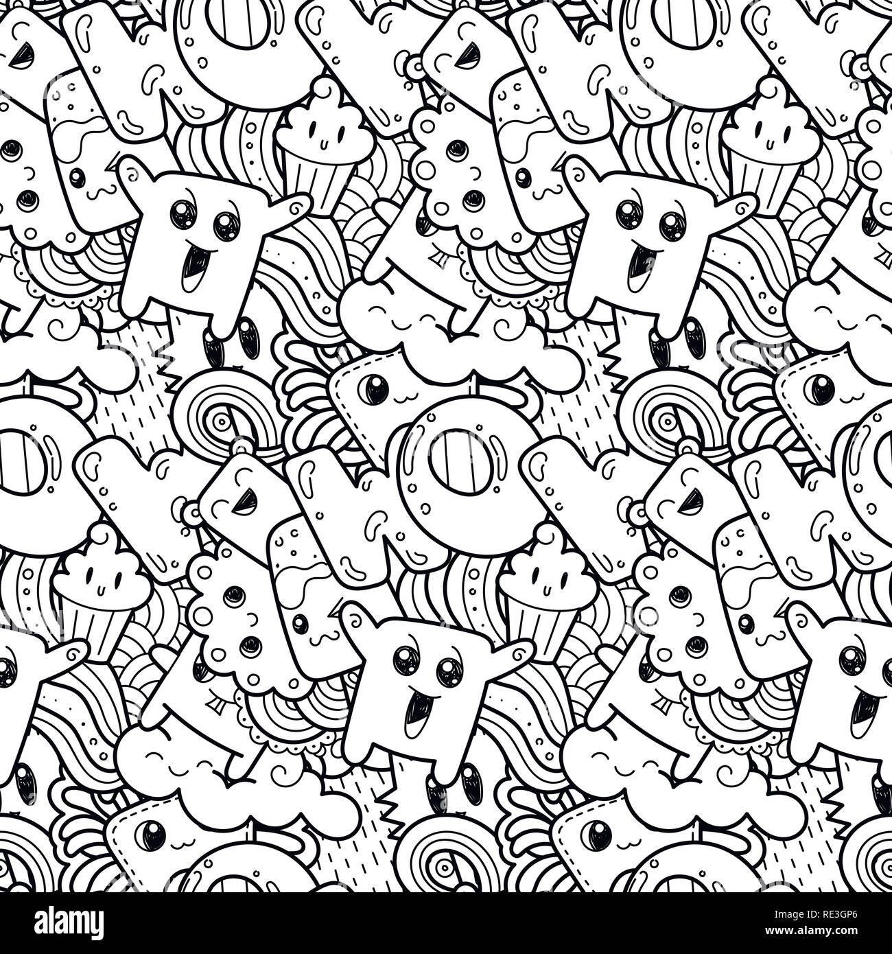 Wow. Seamless vector pattern with cute cartoon monsters and beasts ...