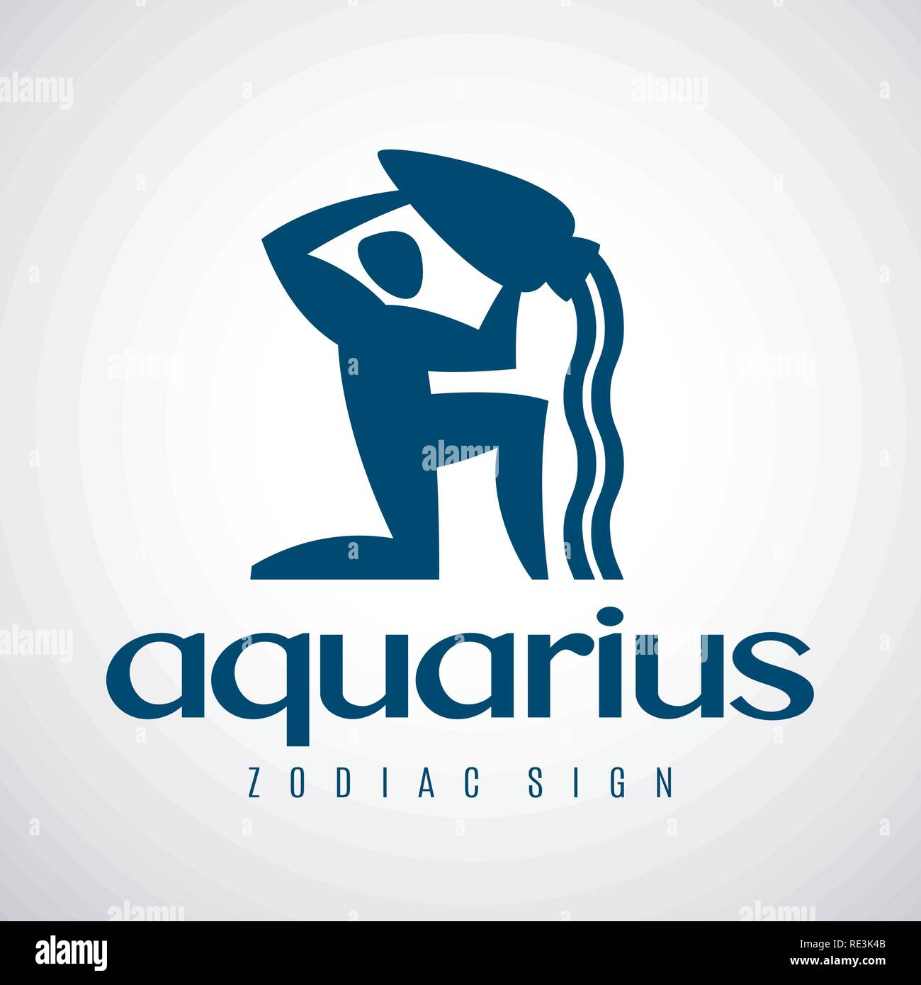 Aquarius, zodiac symbol, logo template or icon. Vector illustration ...