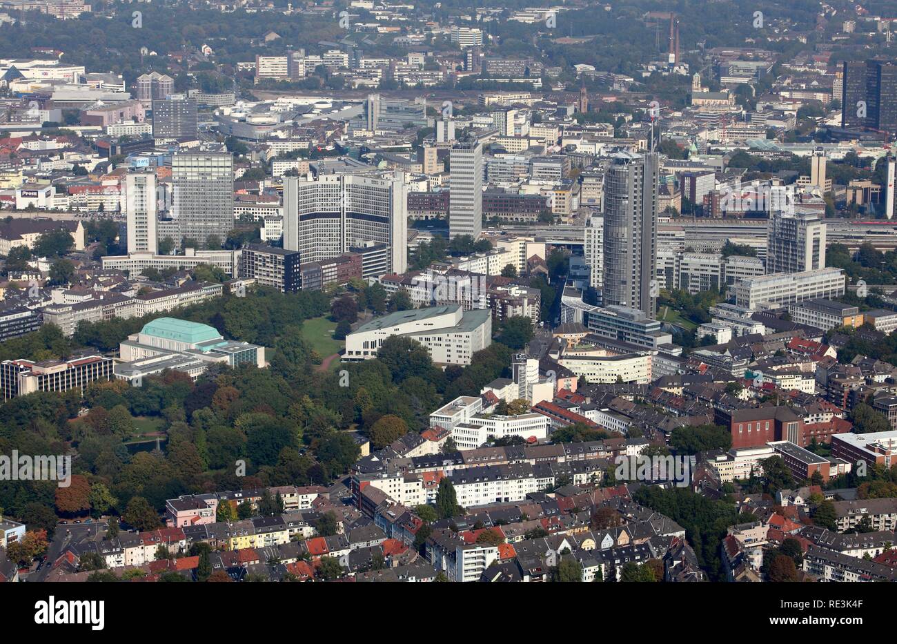 City of Essen, Philharmonie opera house, bottom left, Aalto Theater ...