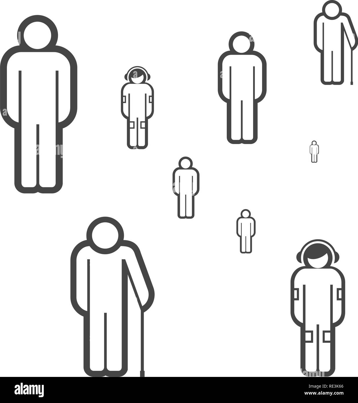 People of Different Ages Vector Icons. Society Concept. Group of People ...