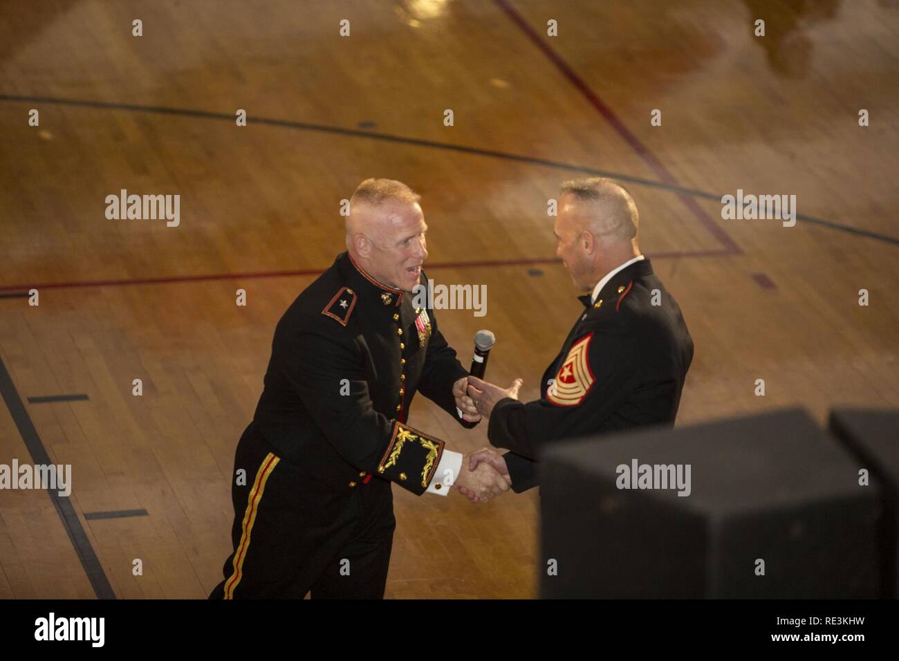 U.S. Marine Corps Brig. Gen. Thomas Weidley, left, commanding general ...