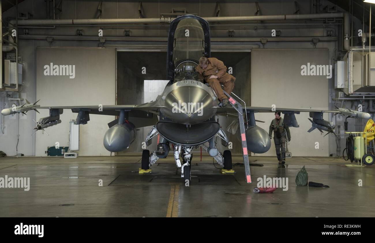 U.S. Air Force Airman 1st Class Patrick O'Connell, left, a 35th Maintenance Squadron crew chief ...