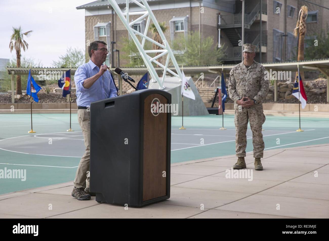 Defense Secretary Ash Carter addresses Marines and sailors at the ...
