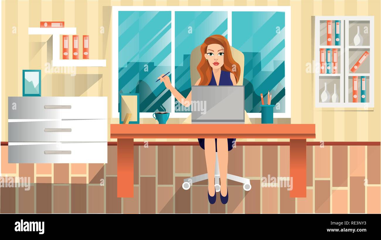 Business woman lady entrepreneur in a suit working on a laptop computer ...