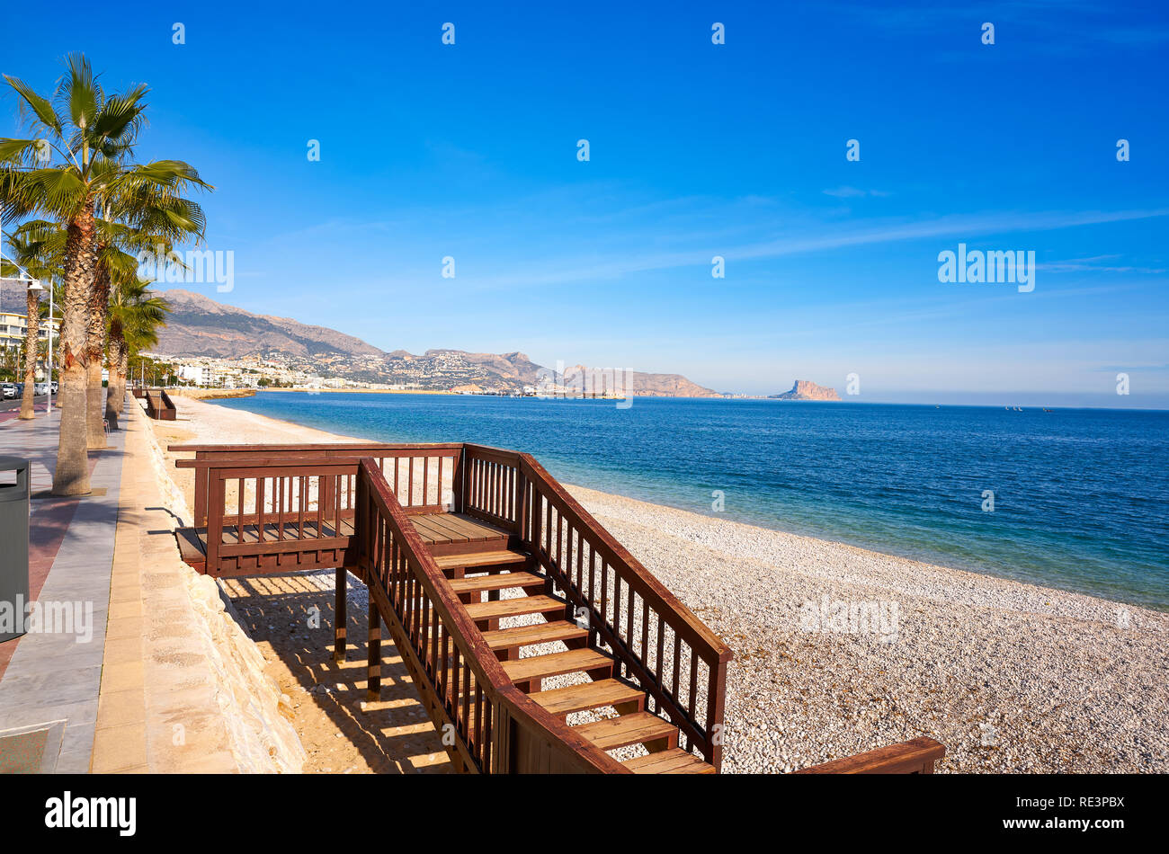 Altea Cap Blanc beach beside playa Albir of Alicante in Spain Costa ...