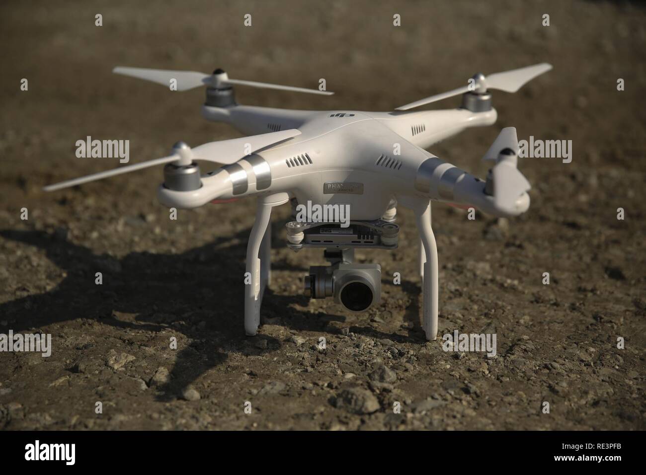 A DJI Phantom 3 drone is set up and ready to fly during a training ...