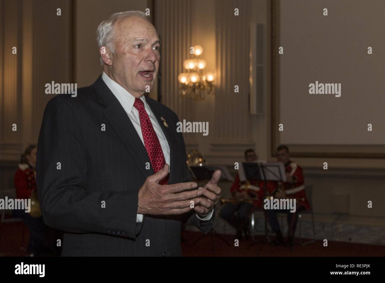 Rep. John P. Kline Jr. speaks to Marines and guests attending the House ...