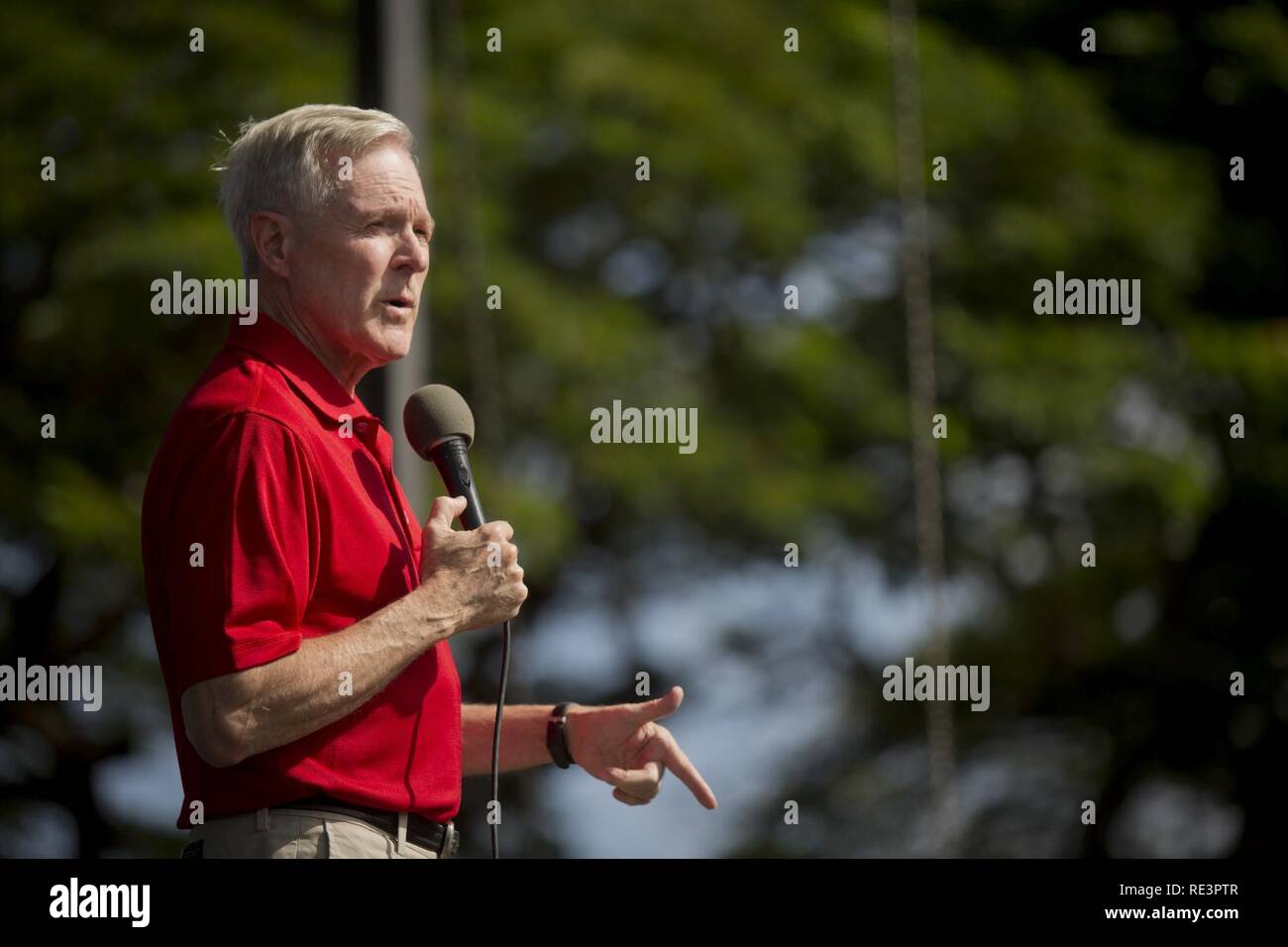Secretary of the Navy Ray Mabus, delivers a speech to the Marines and ...