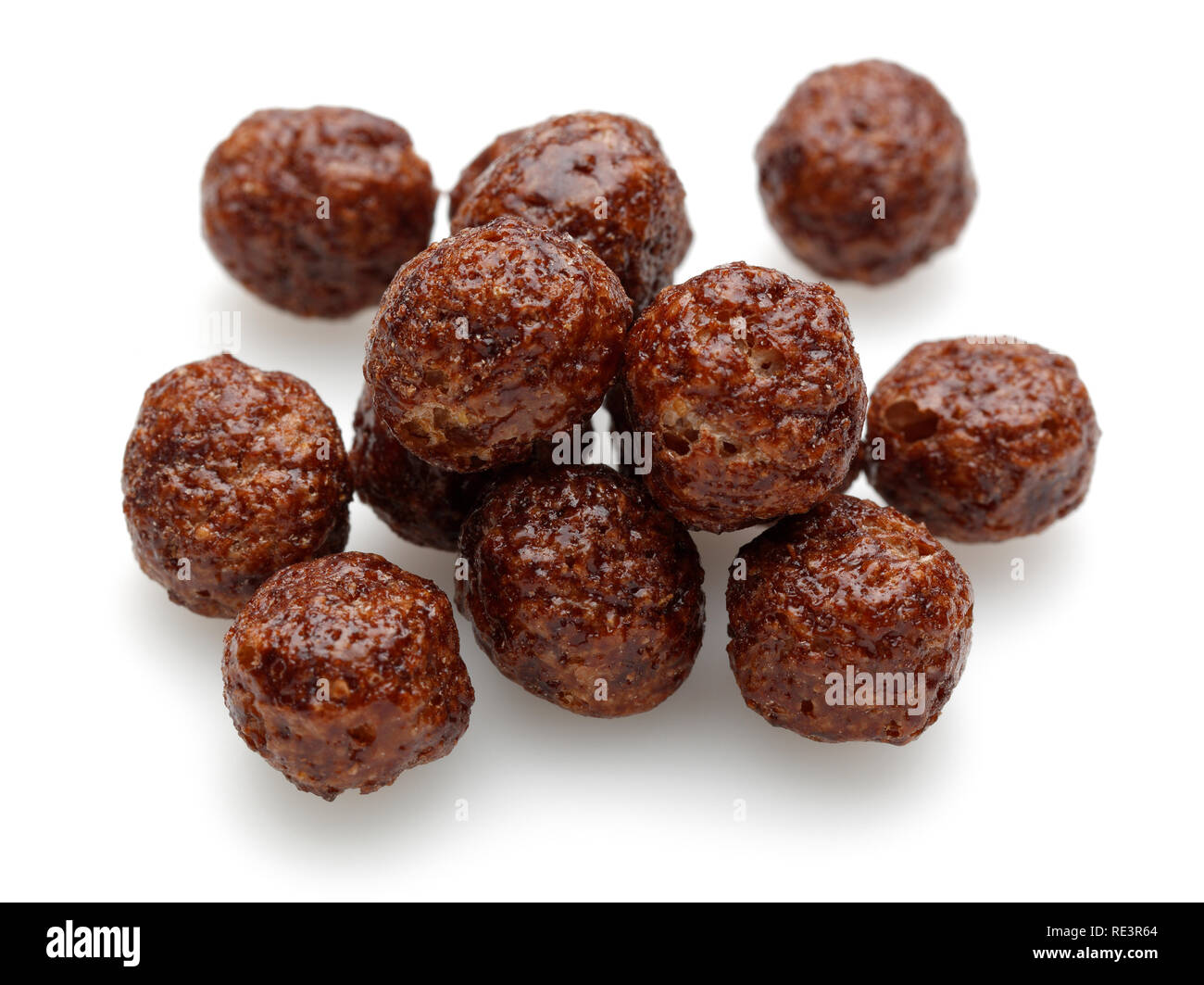 Chocolate corn balls. Cornflakes, cereals isolated on white background ...