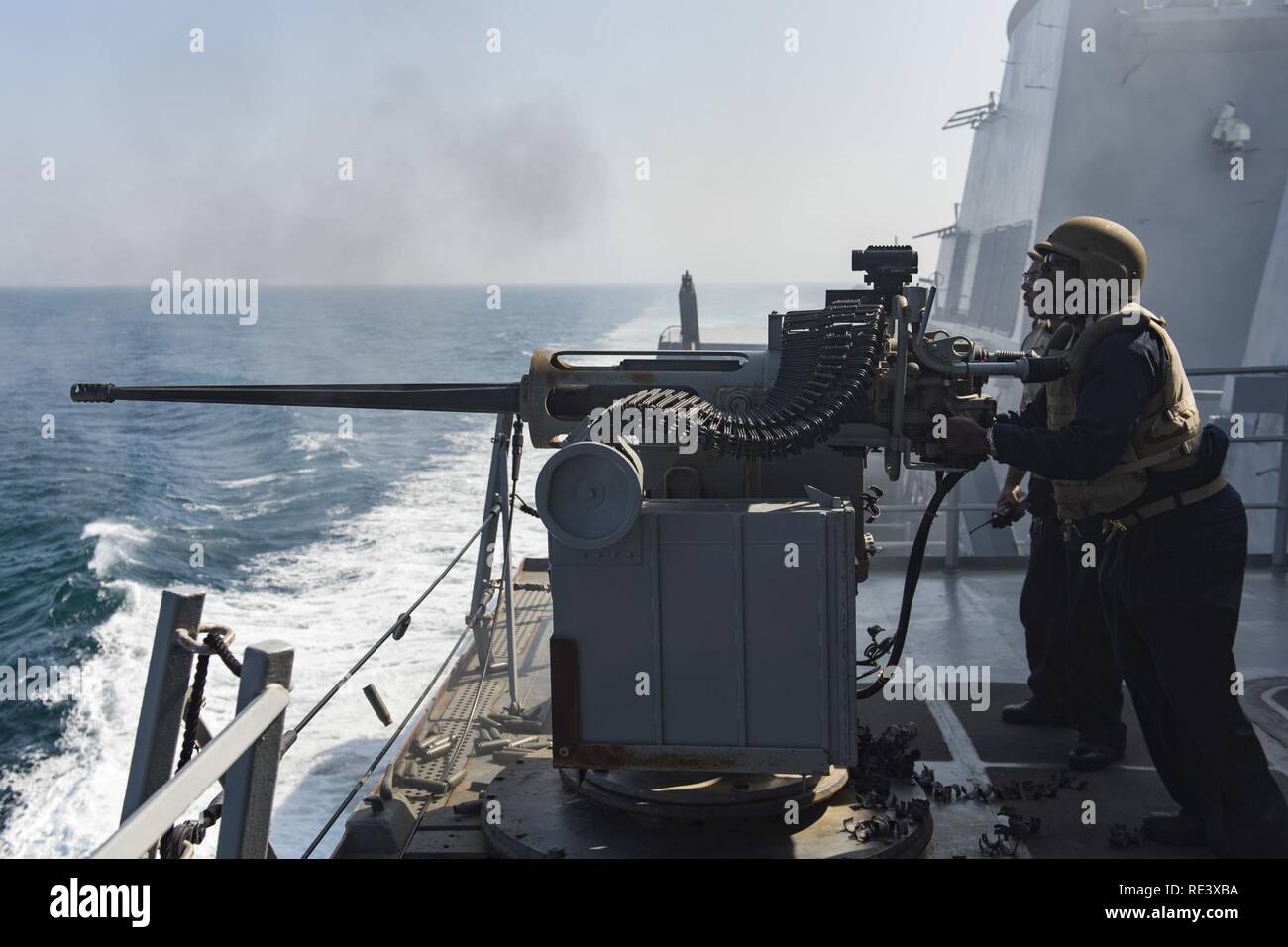 ARABIAN GULF (Nov. 15, 2016) Ensign Jamal Williams fires Mark 38 25 mm ...