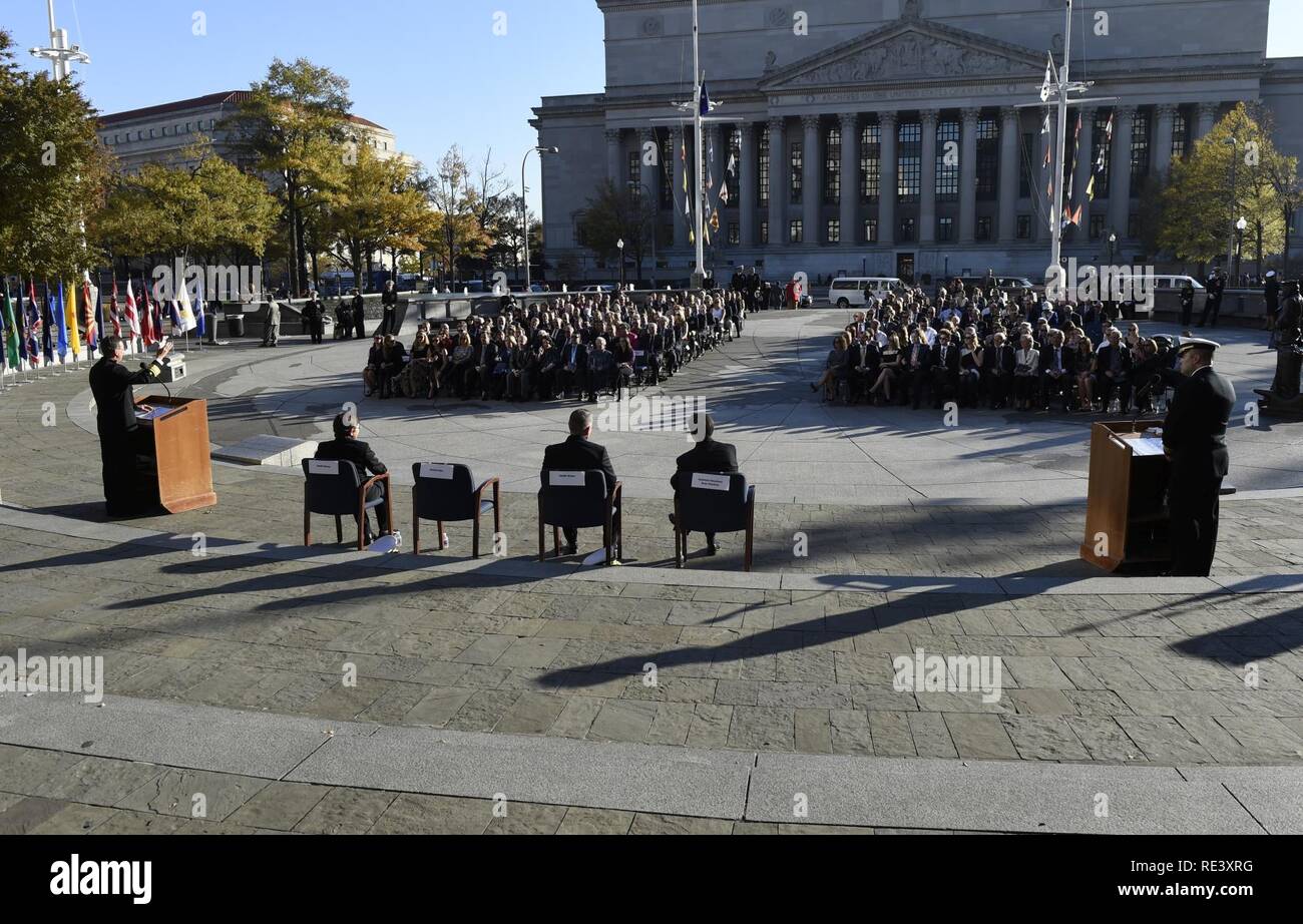 WASHINGTON (Nov. 18, 2016) Rear Adm. David J. Hahn, offers brief ...