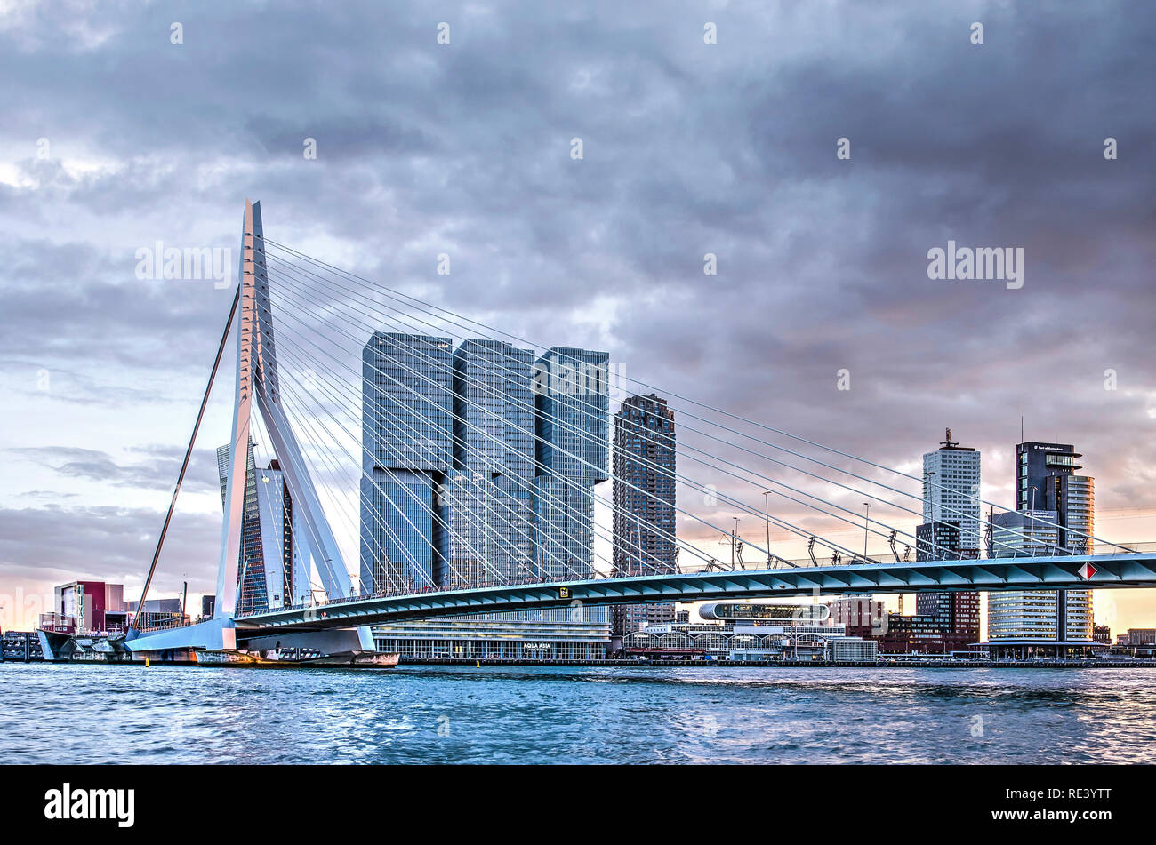 Rotterdam, The Netherlands, December 4, 2018: view across the river ...