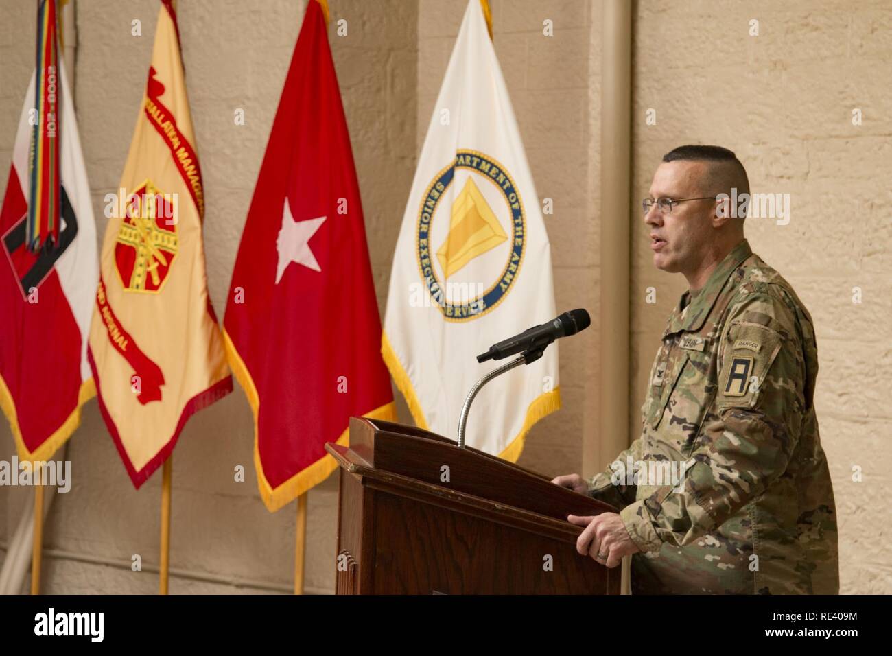 Col. Shawn E. Klawunder, First Army’s chief of staff, gives closing ...