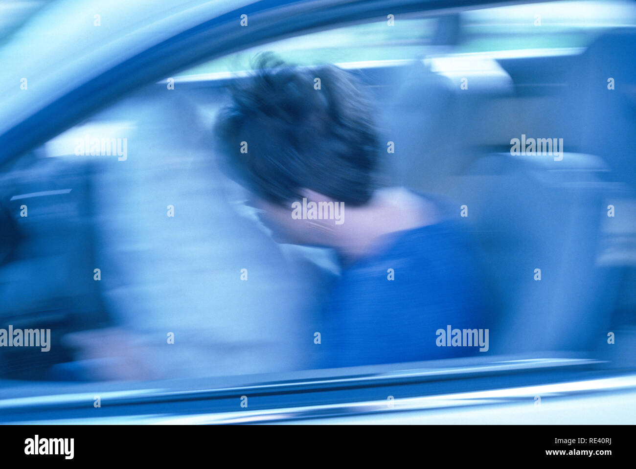 Woman in Car Accident with Deployed Airbag, USA Stock Photo - Alamy