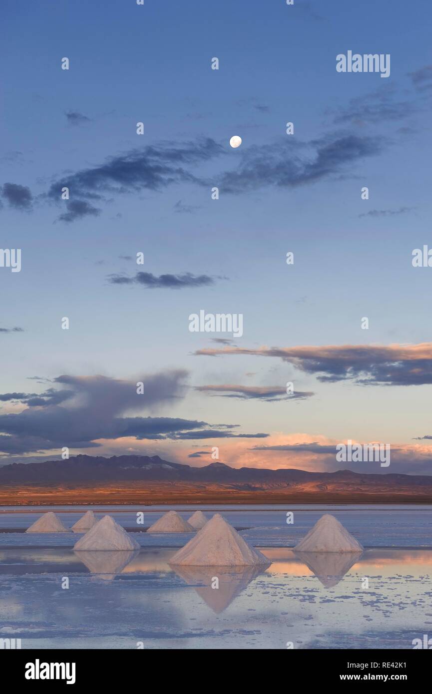 Salt cones, Salar de Uyuni at sunset, Potosi, Bolivia, South America ...
