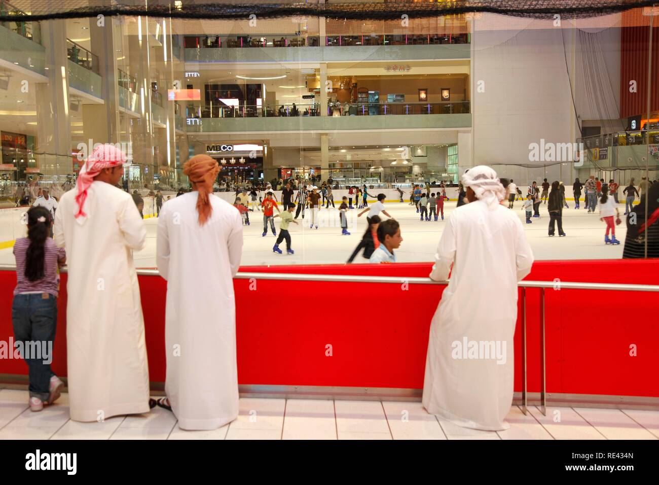Ice rink at the Dubai Mall, Dubai, United Arab Emirates, Middle East ...