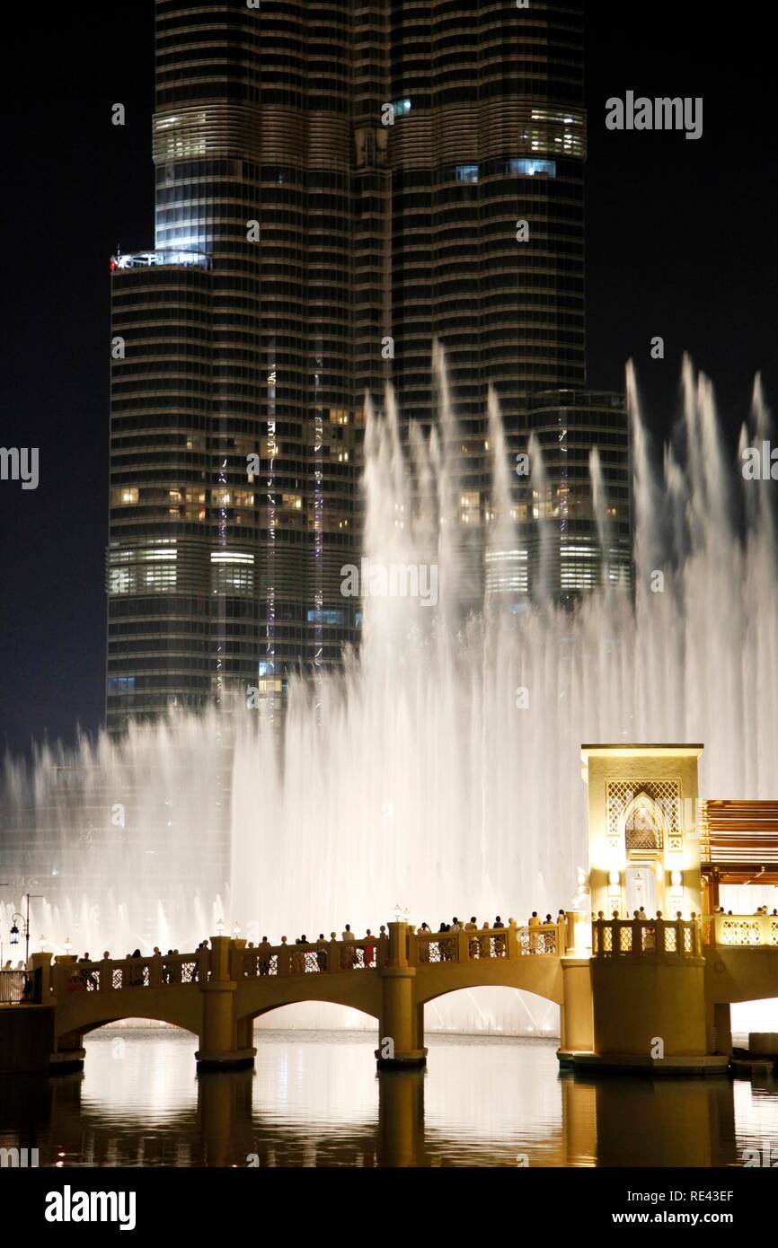 Fountain at Lake Dubai, world's largest fountain, evening show, in ...