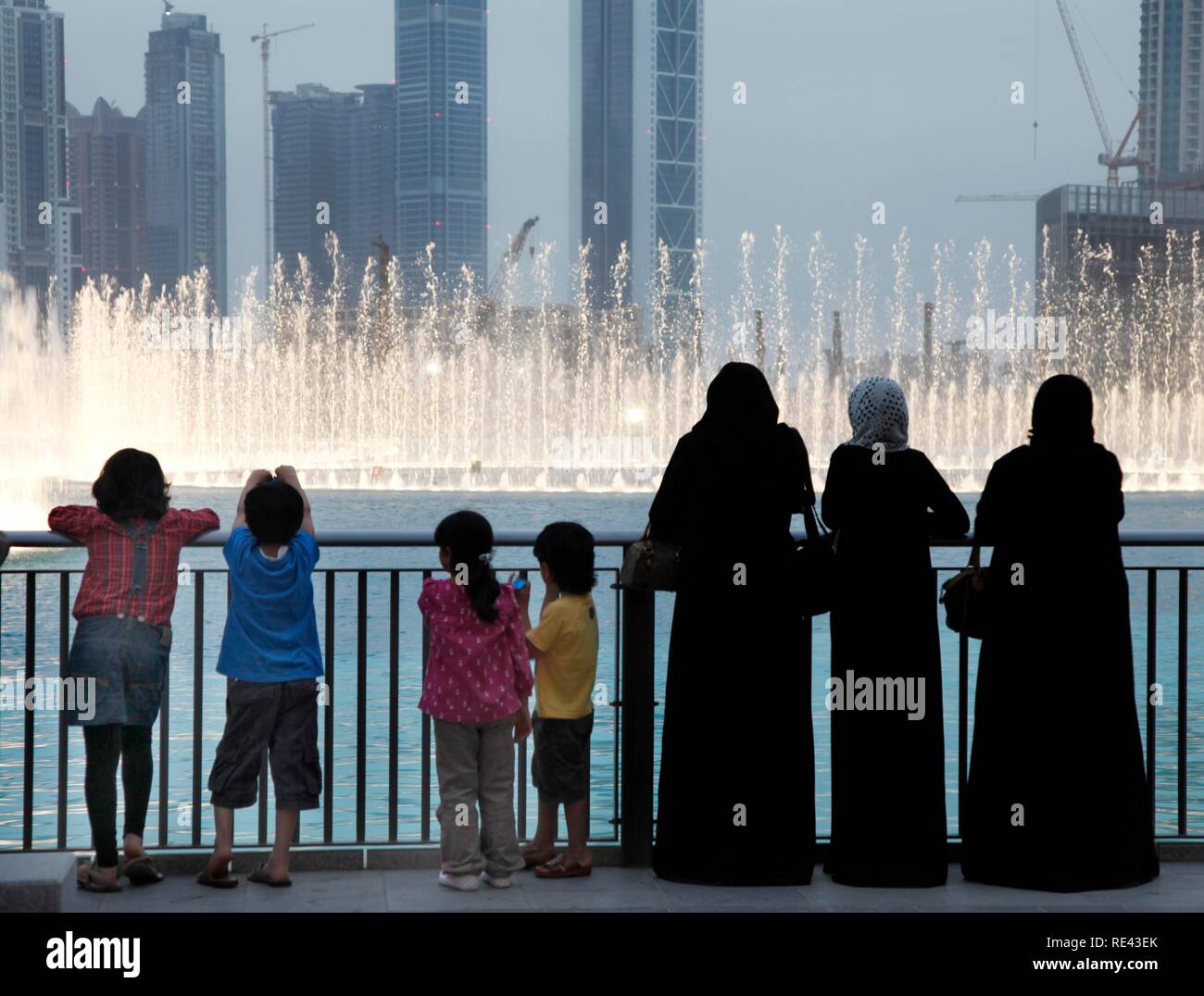 Fountain at Lake Dubai, world's largest fountain, evening show, in ...