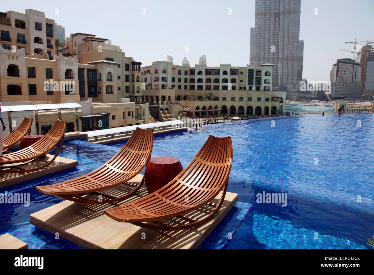 Pool area of the luxury hotel The Address, part of Downtown Dubai ...