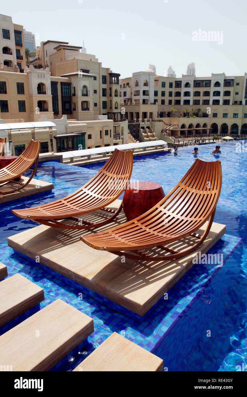 Pool area of the luxury hotel The Address, part of Downtown Dubai ...