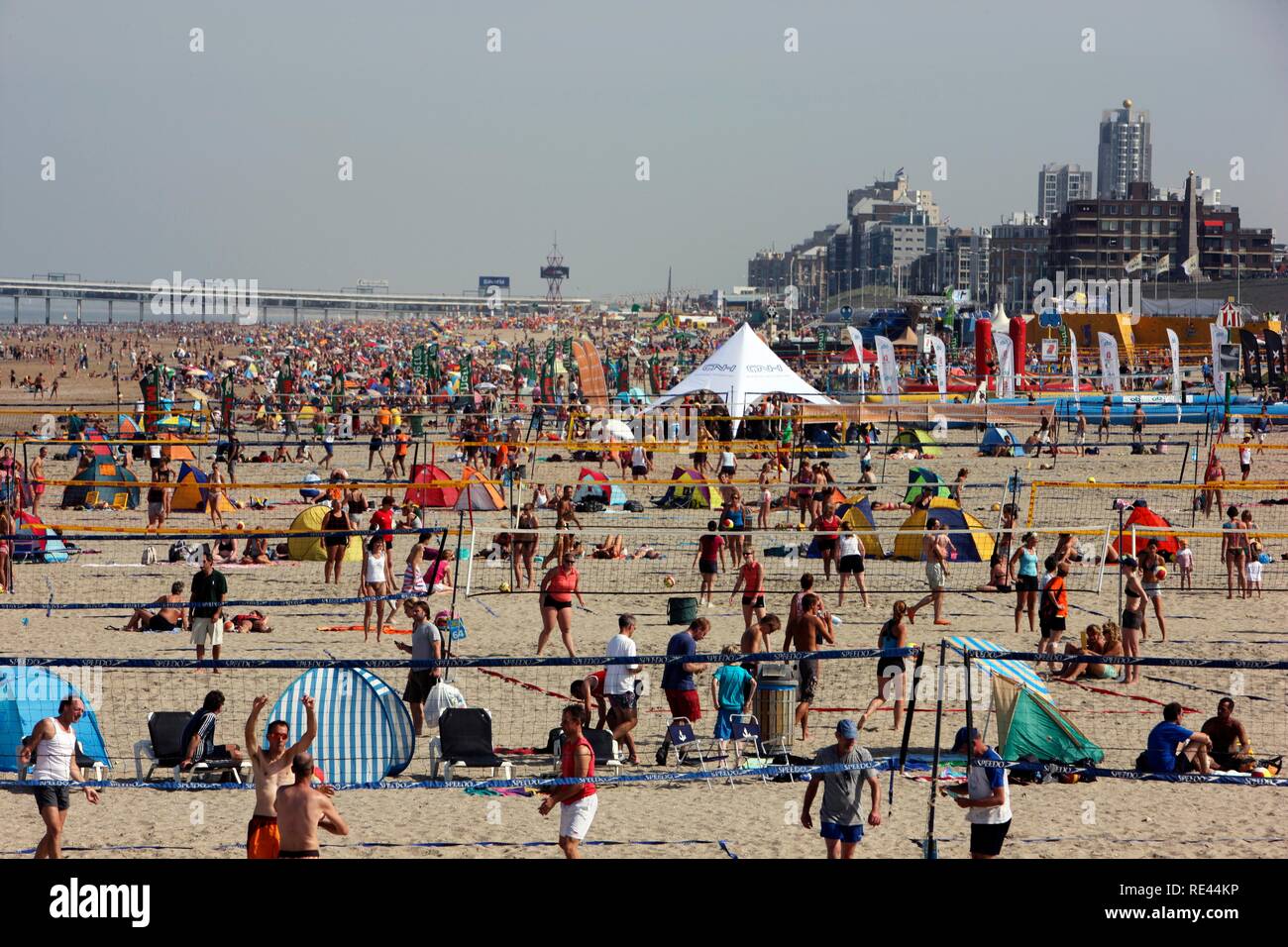 High season on the beach of Scheveningen, beach district of The Hague ...