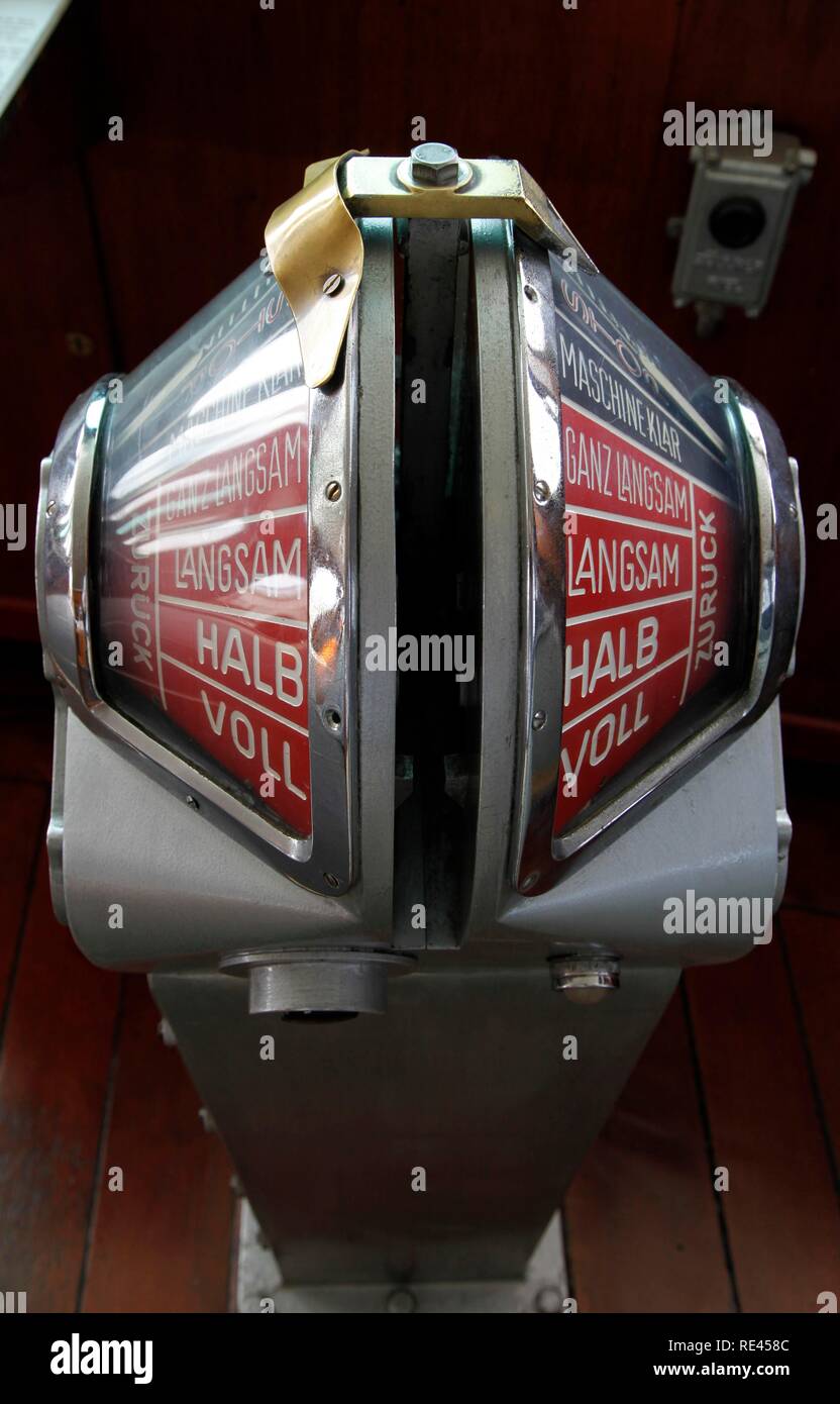 Engine telegraph, speed indicator, museum ship, former cargo ship Cap ...