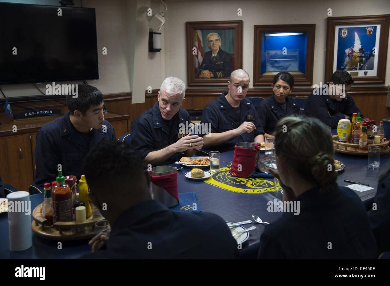 ARABIAN GULF (Nov. 17, 2016) Rear Adm. Jim Malloy, center, commander ...