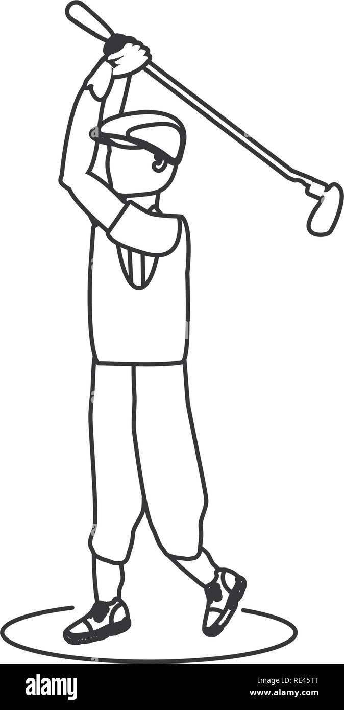 golfer with stick golf avatar character vector illustration design ...