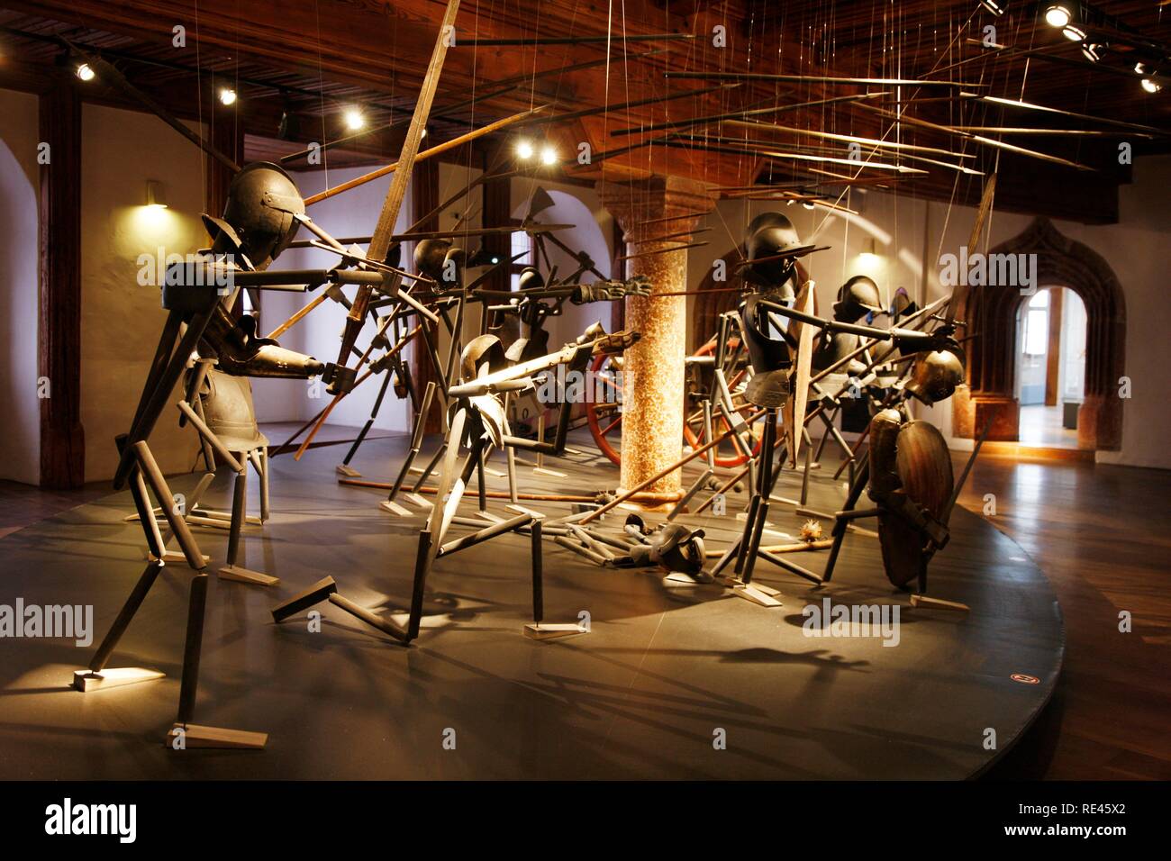 Display of medieval weapons and armors in the Festungsmuseum fortress ...