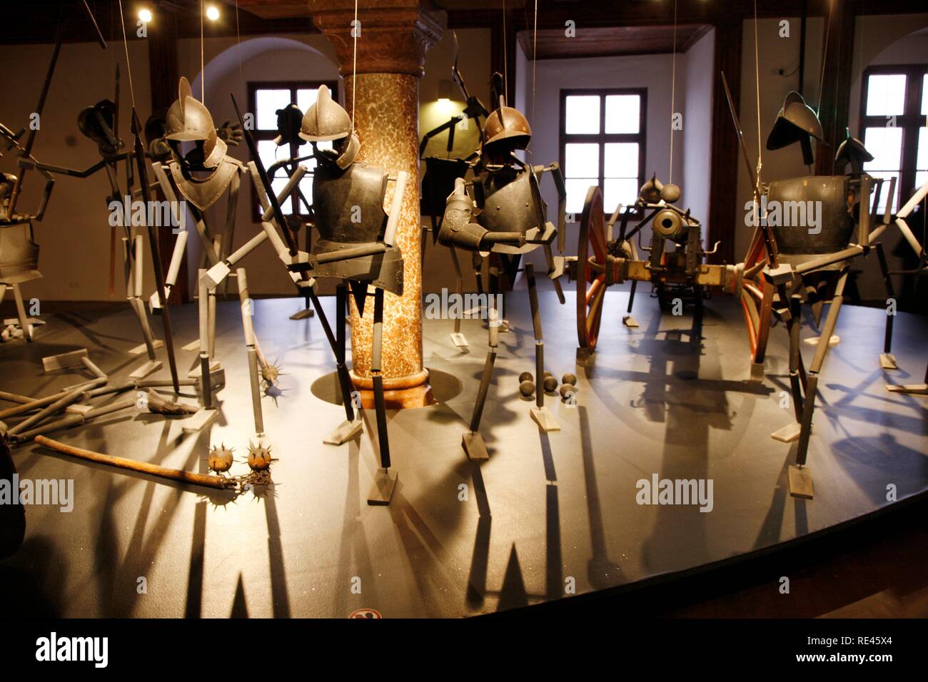 Display of medieval weapons and armors in the Festungsmuseum fortress ...
