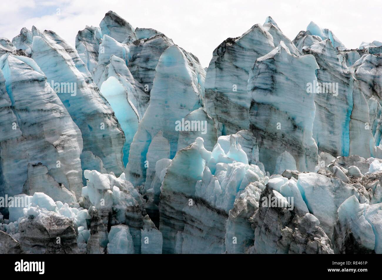 Glacial ice, Johns Hopkins Glacier in Glacier Bay National Park, Alaska ...
