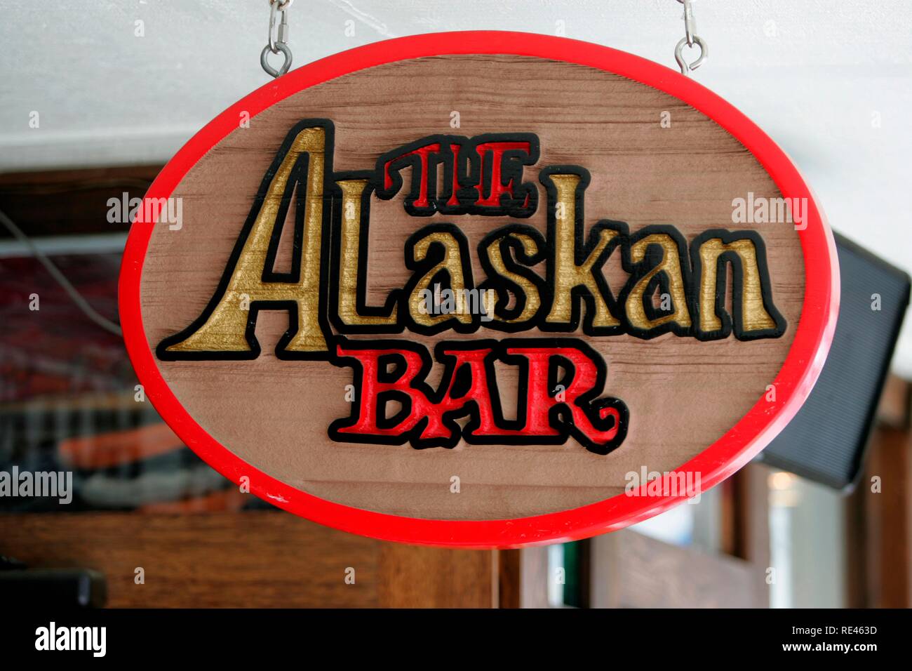Sign, Alaskan Bar, Juneau, Alaska, USA Stock Photo - Alamy