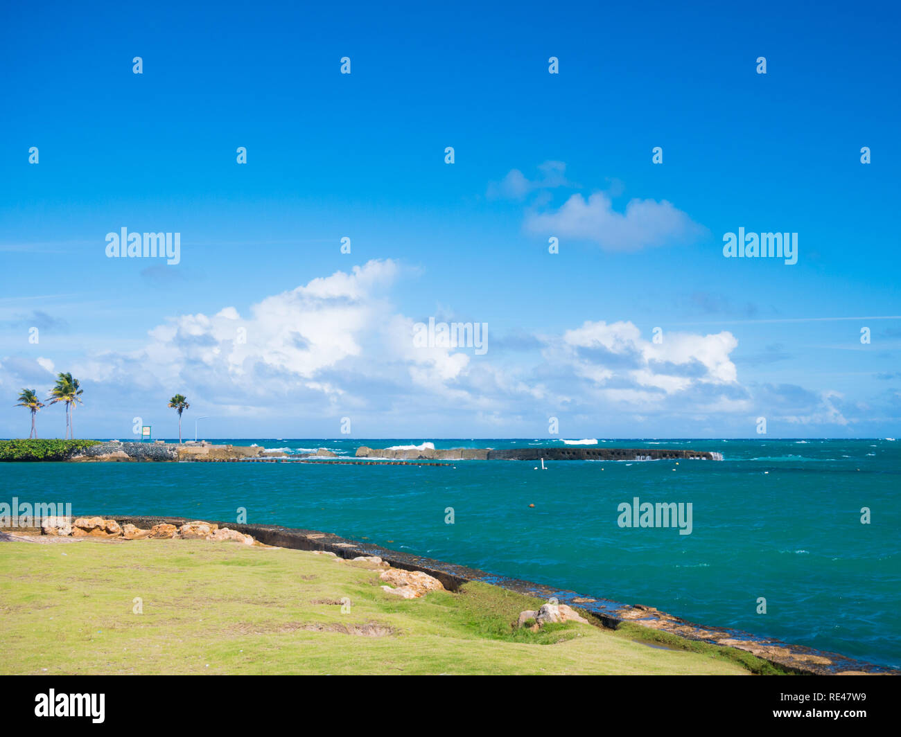 Great view of the sea on a beautiful windy day at Condado beach, San ...