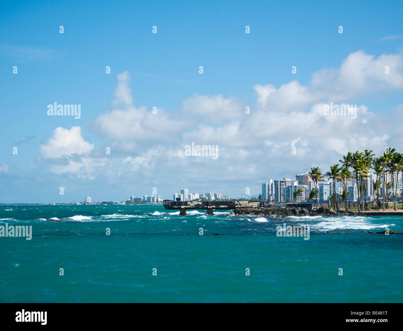 Great view of the sea on a beautiful windy day at Condado beach, San ...