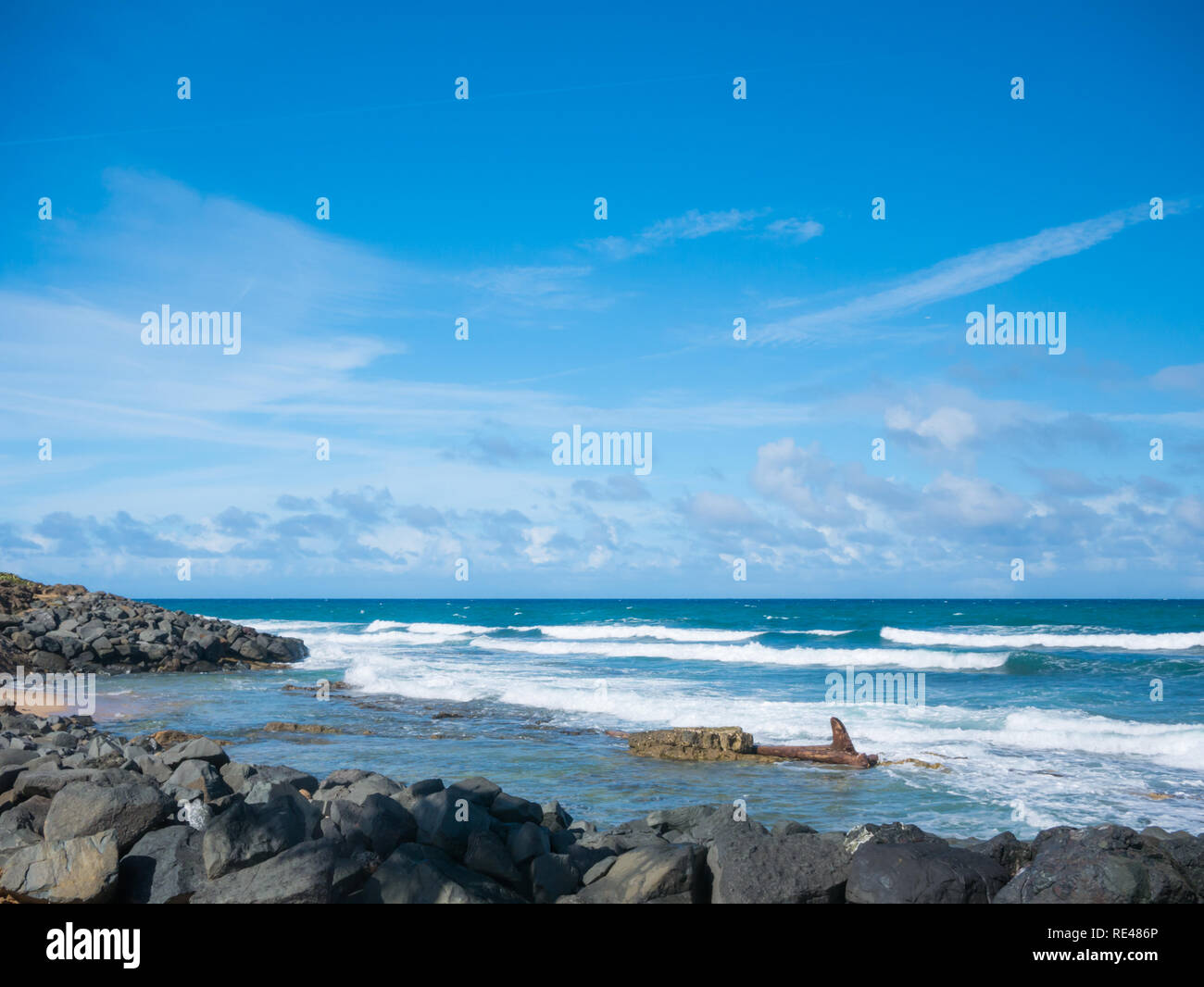 Great view of the sea on a beautiful windy day at Condado beach, San ...