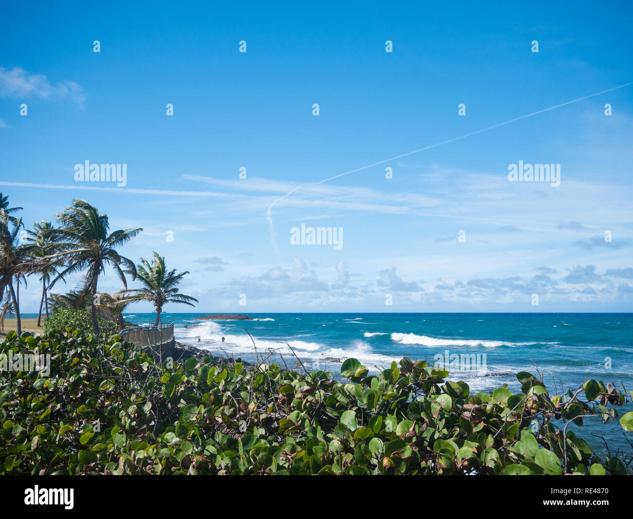 Great view of the sea on a beautiful windy day at Condado beach, San ...