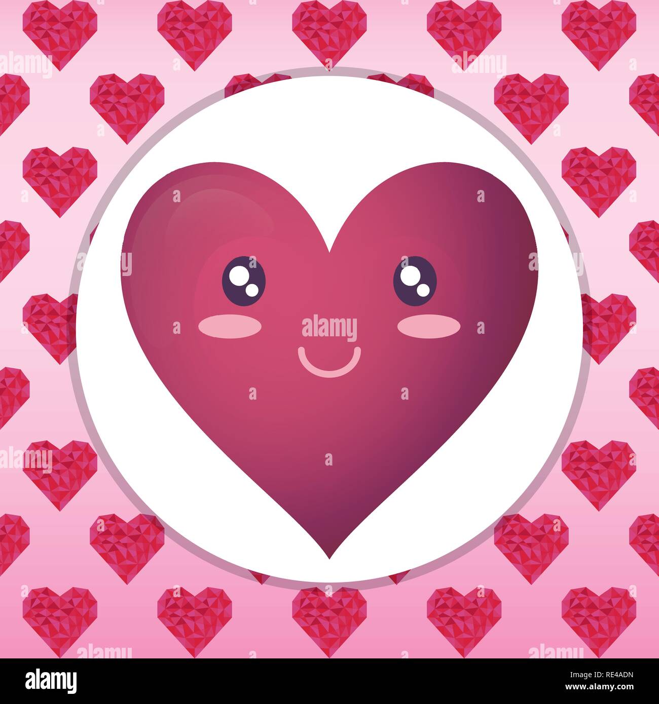 heart face emoticon character vector illustration design Stock Vector ...
