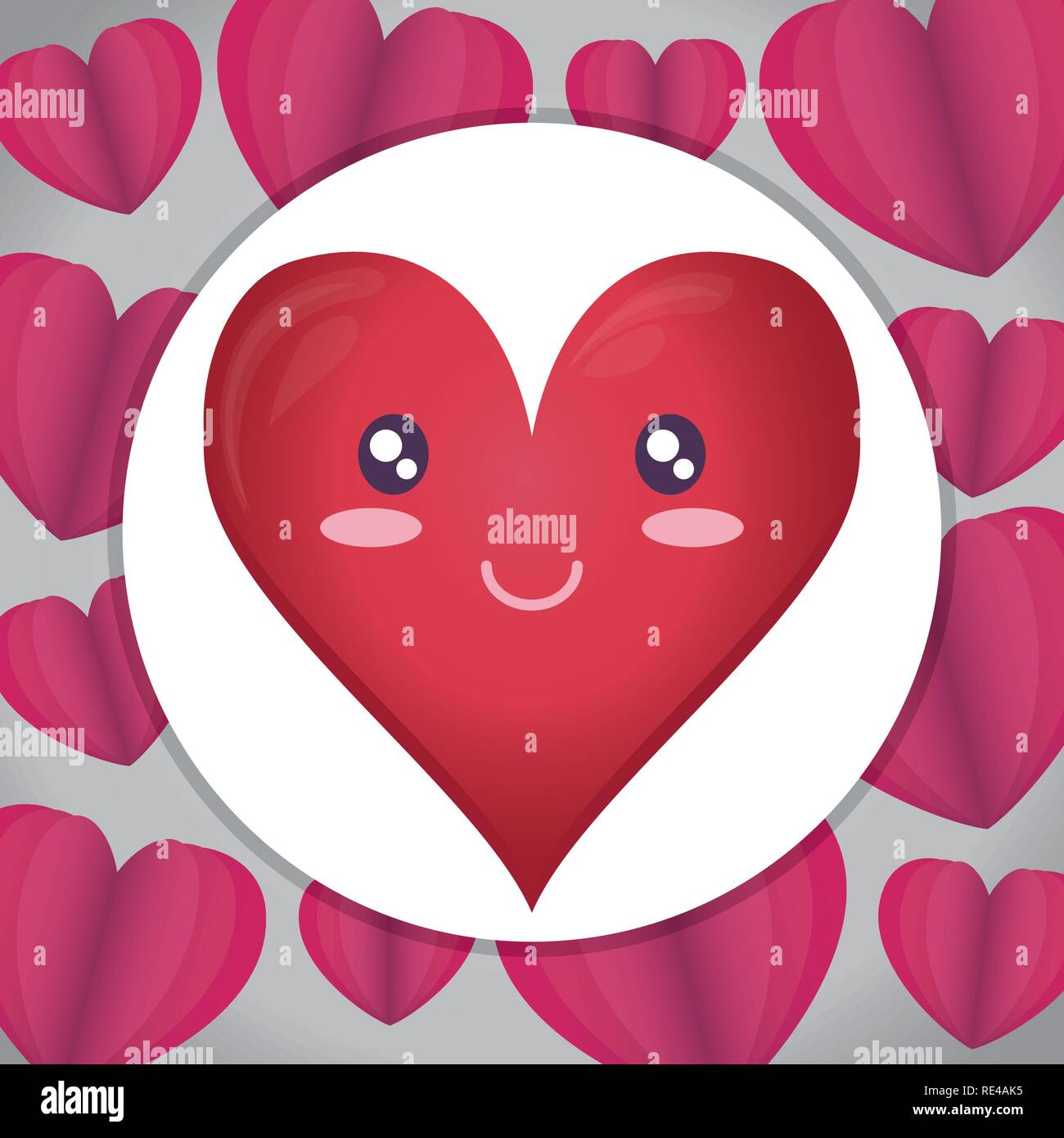 heart face emoticon character vector illustration design Stock Vector ...