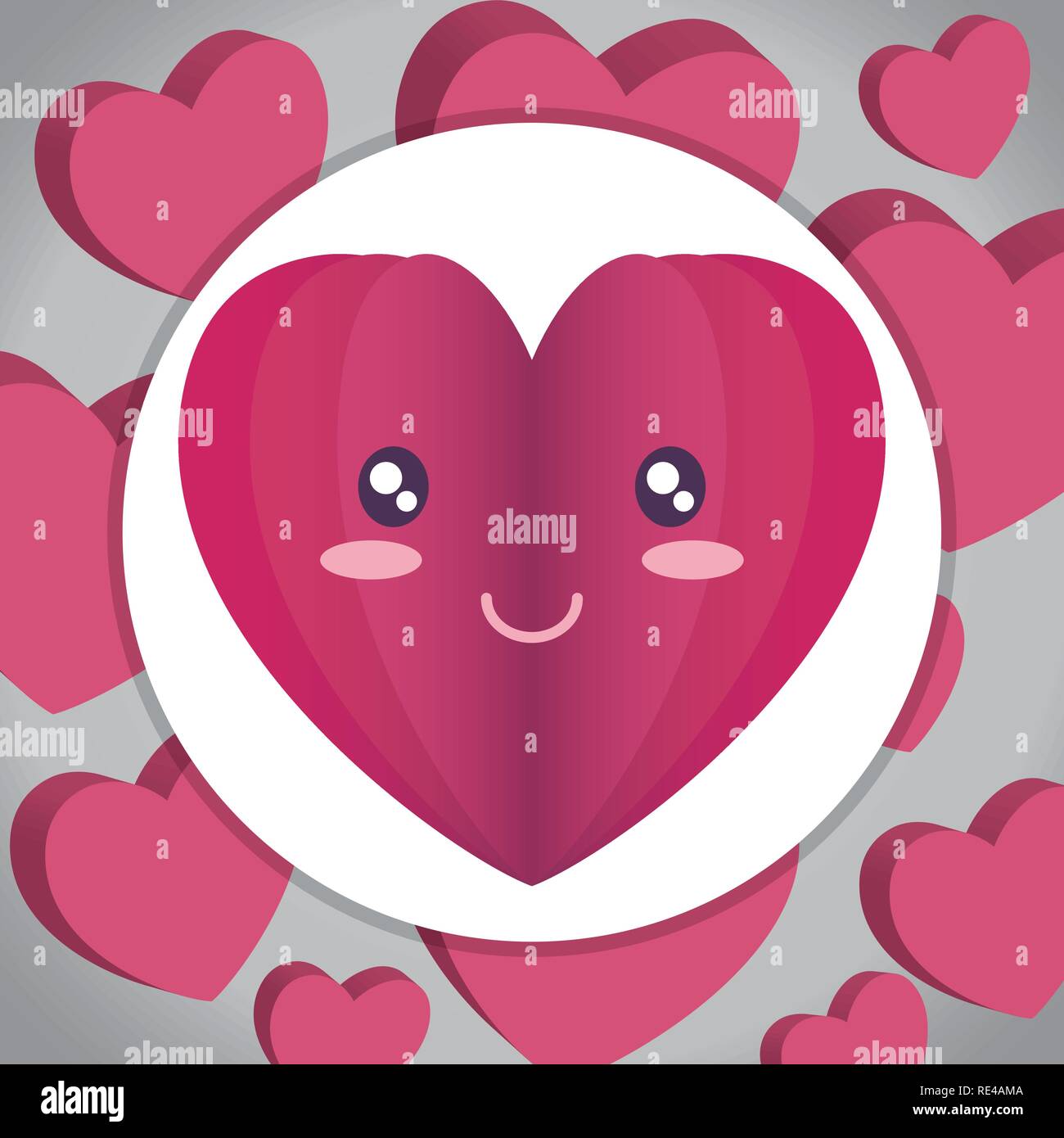heart face emoticon character vector illustration design Stock Vector ...